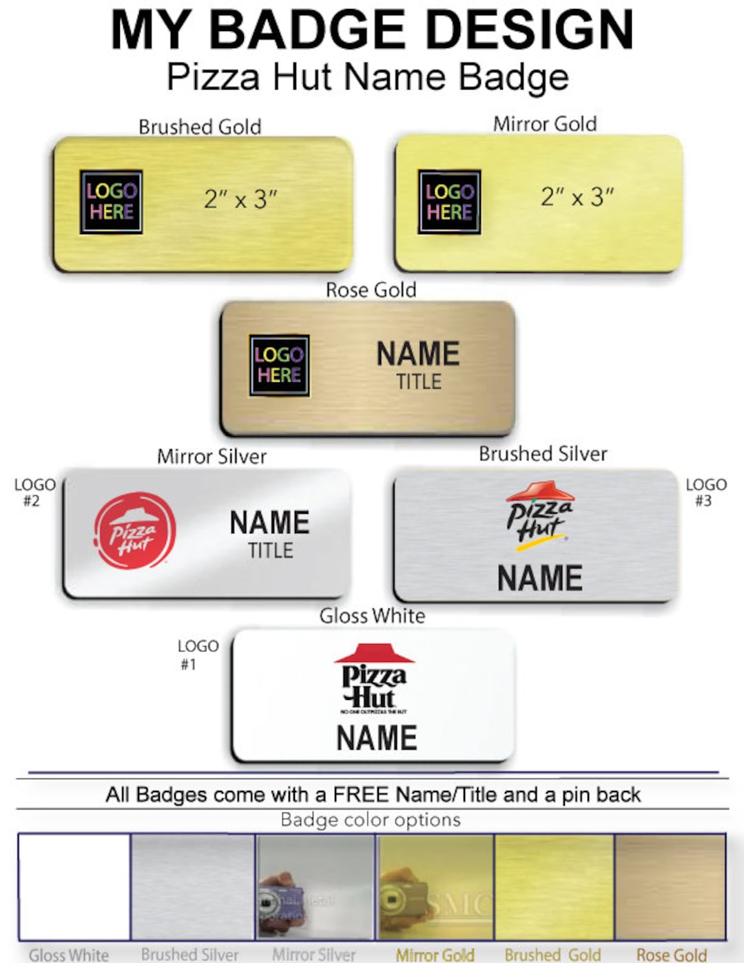 2 X 3 Pizza Hut Employee Name Badge - Etsy