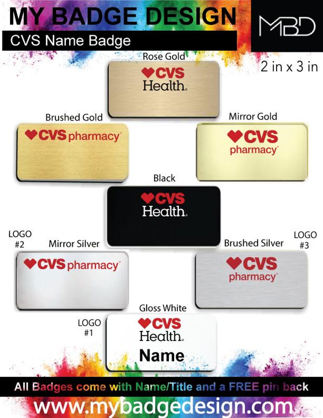 2" X 3" CVS Employee Name Badge - Etsy