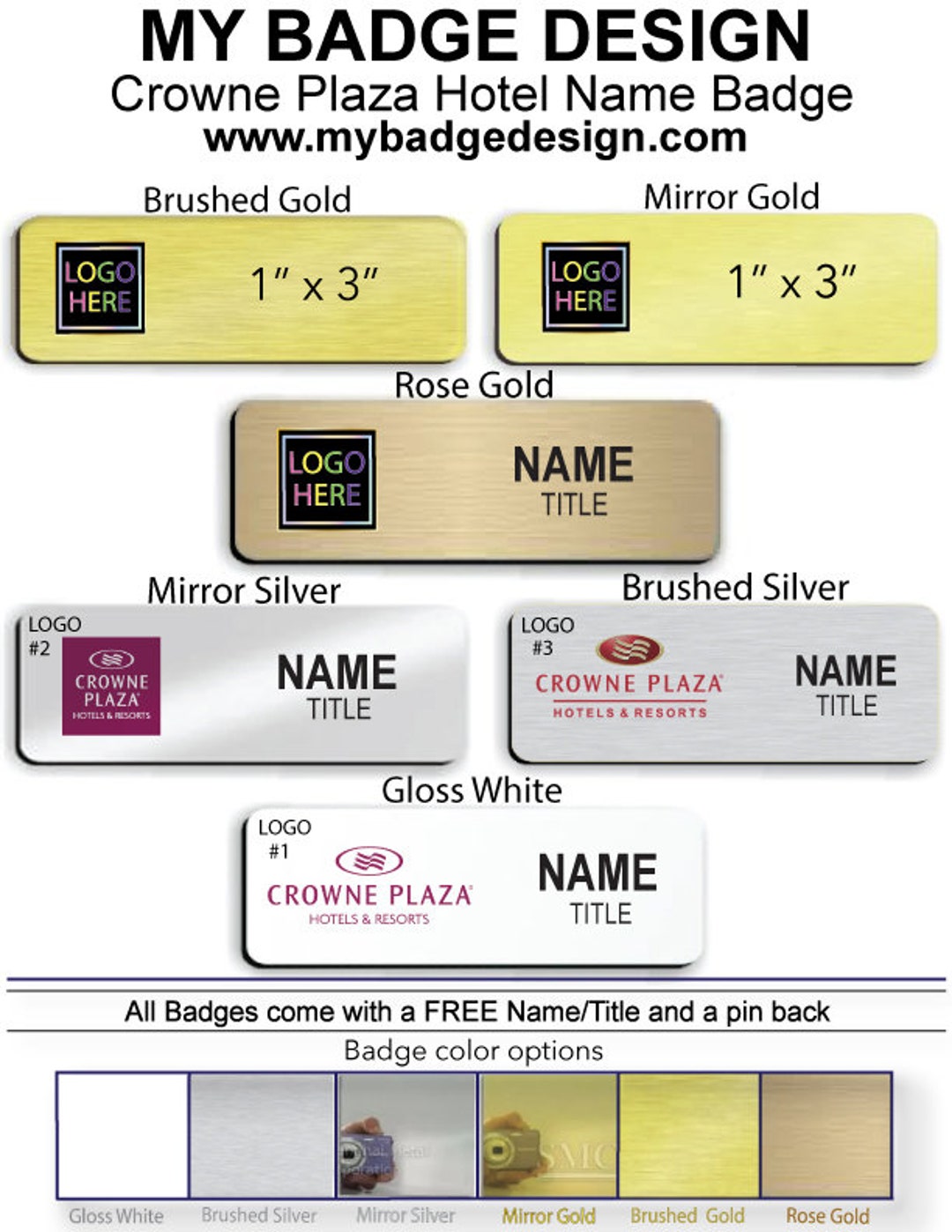 1 X 3 Crowne Plaza Hotel Employee Name Badge - Etsy