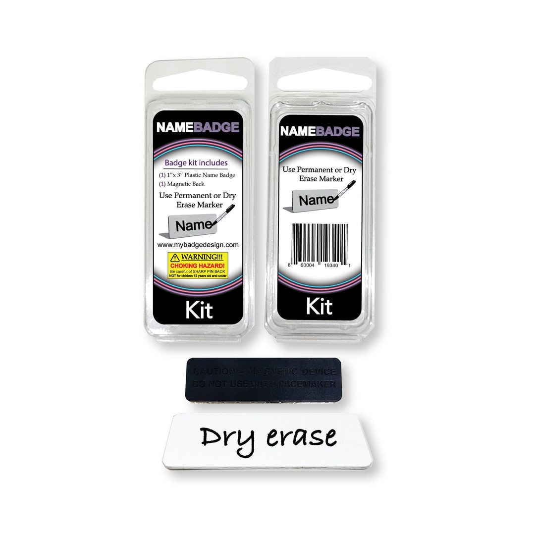 Dry Erase Name Badge Kit With Magnetic Back - Etsy