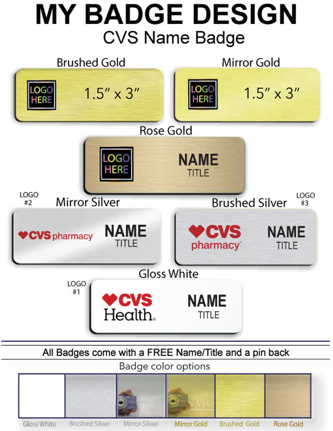 1.5" X 3" CVS Employee Name Badge - Etsy