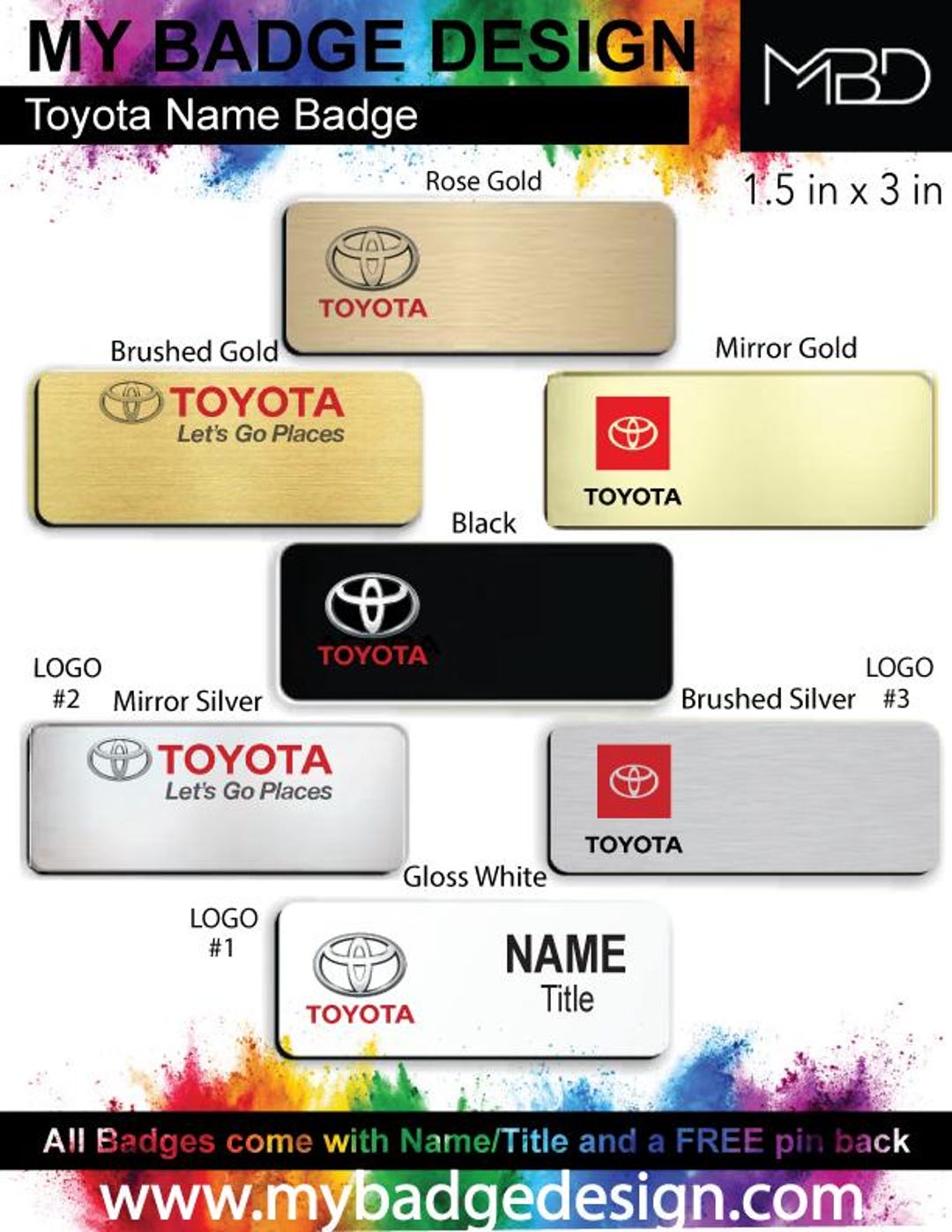 1.5 X 3 Toyota Name Badge - Etsy