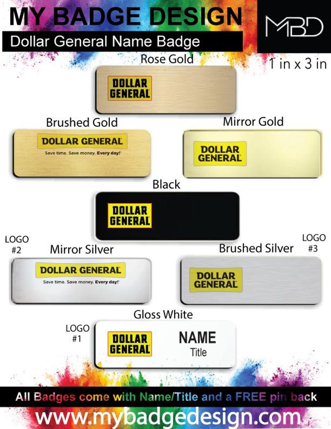 1" X 3" Dollar General Employee Name Badge - Etsy