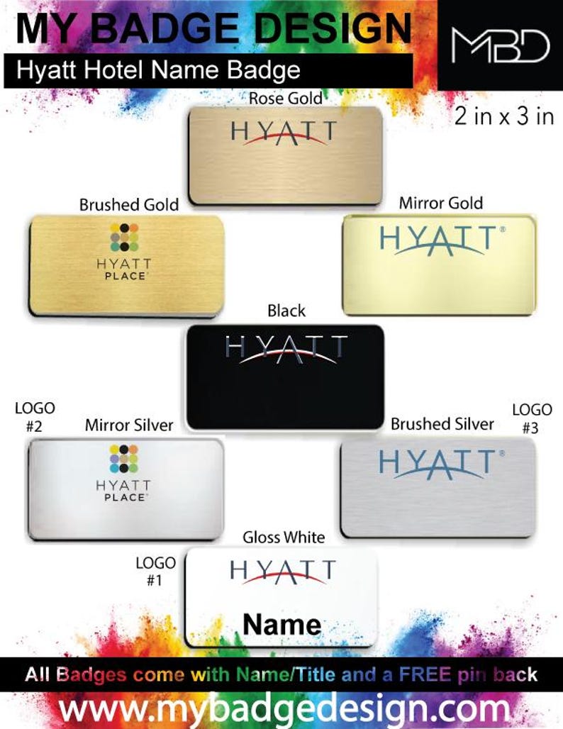 2" X 3" Hyatt Hotel Employee Name Badge - Etsy
