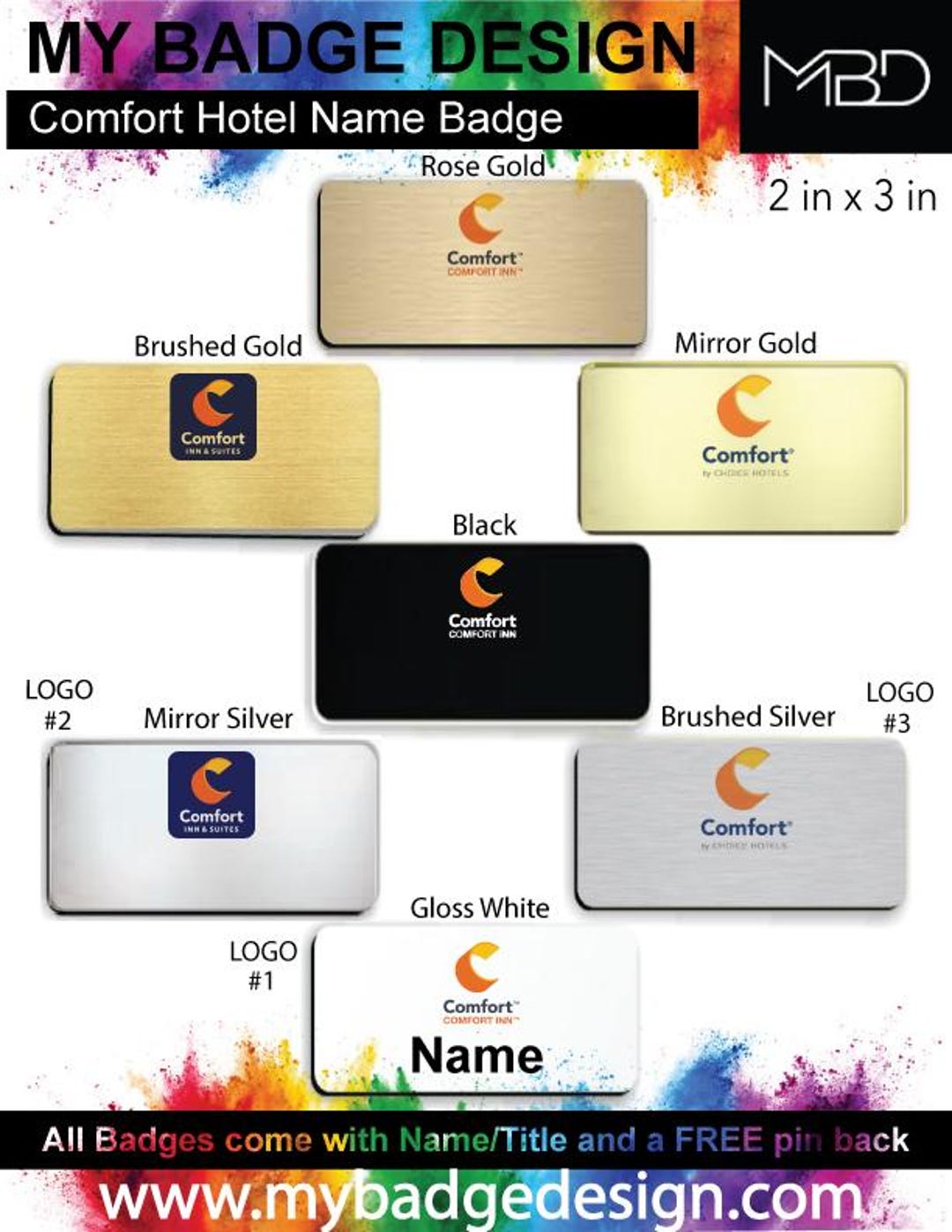 2" X 3" Comfort Inn Hotel Employee Name Badge - Etsy