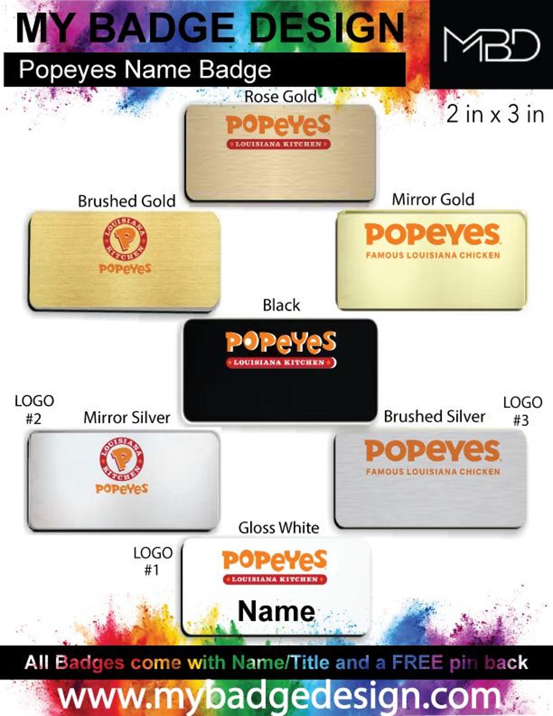 2" X 3" Popeye's Employee Name Badge - Etsy