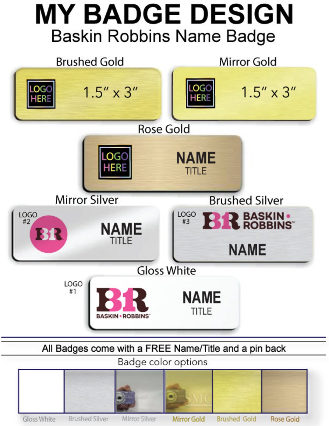 1.5 X 3 Baskin Robins Name Badge - Etsy