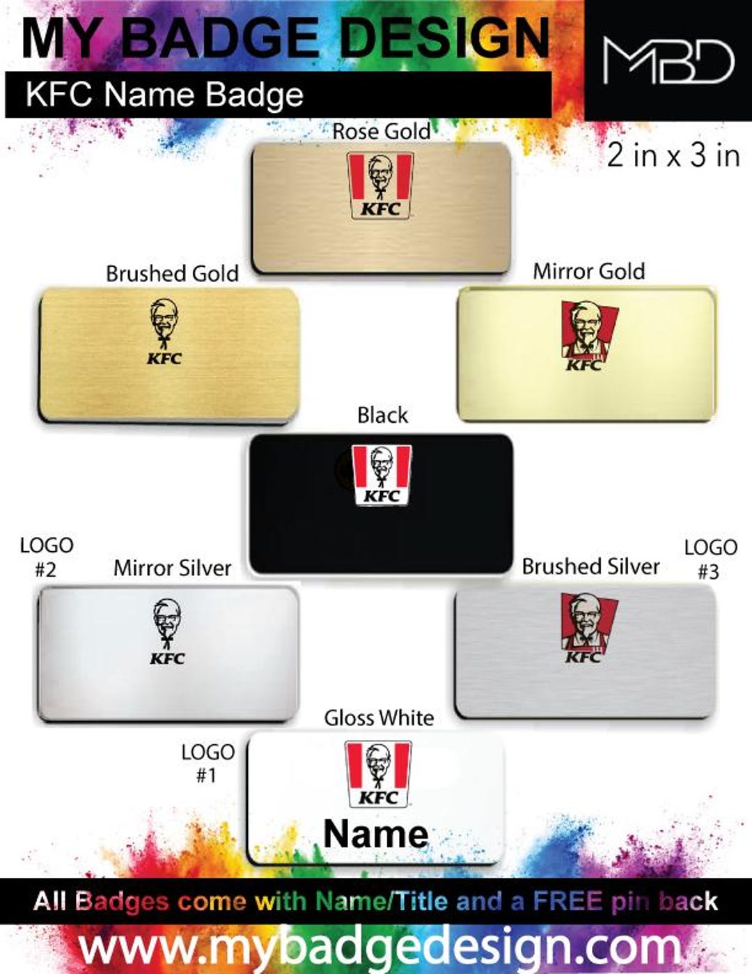 2" X 3" KFC Employee Name Badge - Etsy