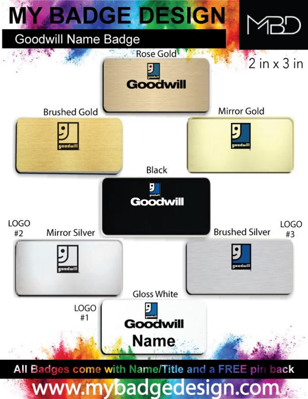 2" X 3" Goodwill Employee Name Badge - Etsy