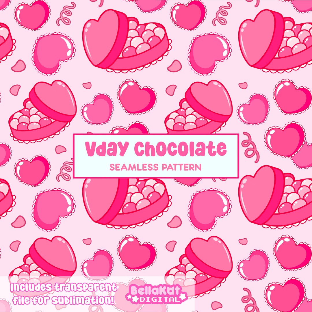 Valentines Day Chocolate Hearts Seamless Pattern - Cute Digital Paper ...
