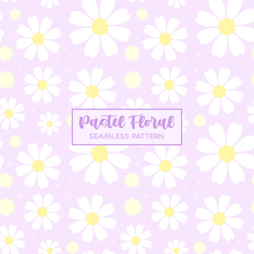 Purple Pastel Flower Digital Pattern Download Cute Retro Summer Floral ...