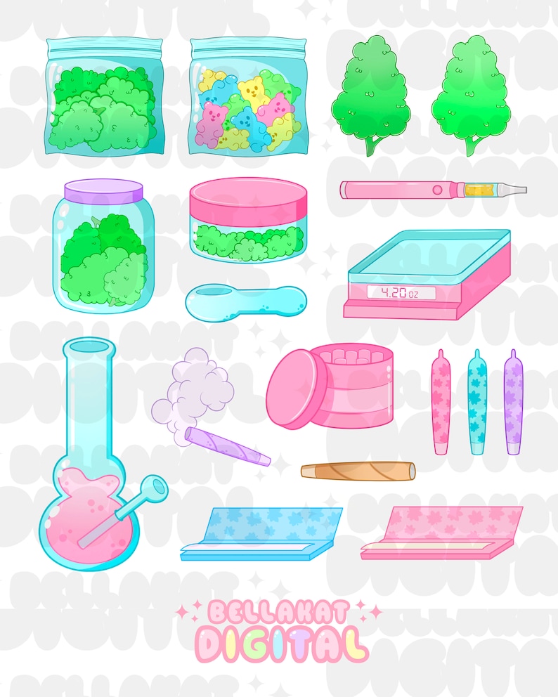 Cute Stoner Girl Clipart 420 Weed Digital Download Instant Download ...