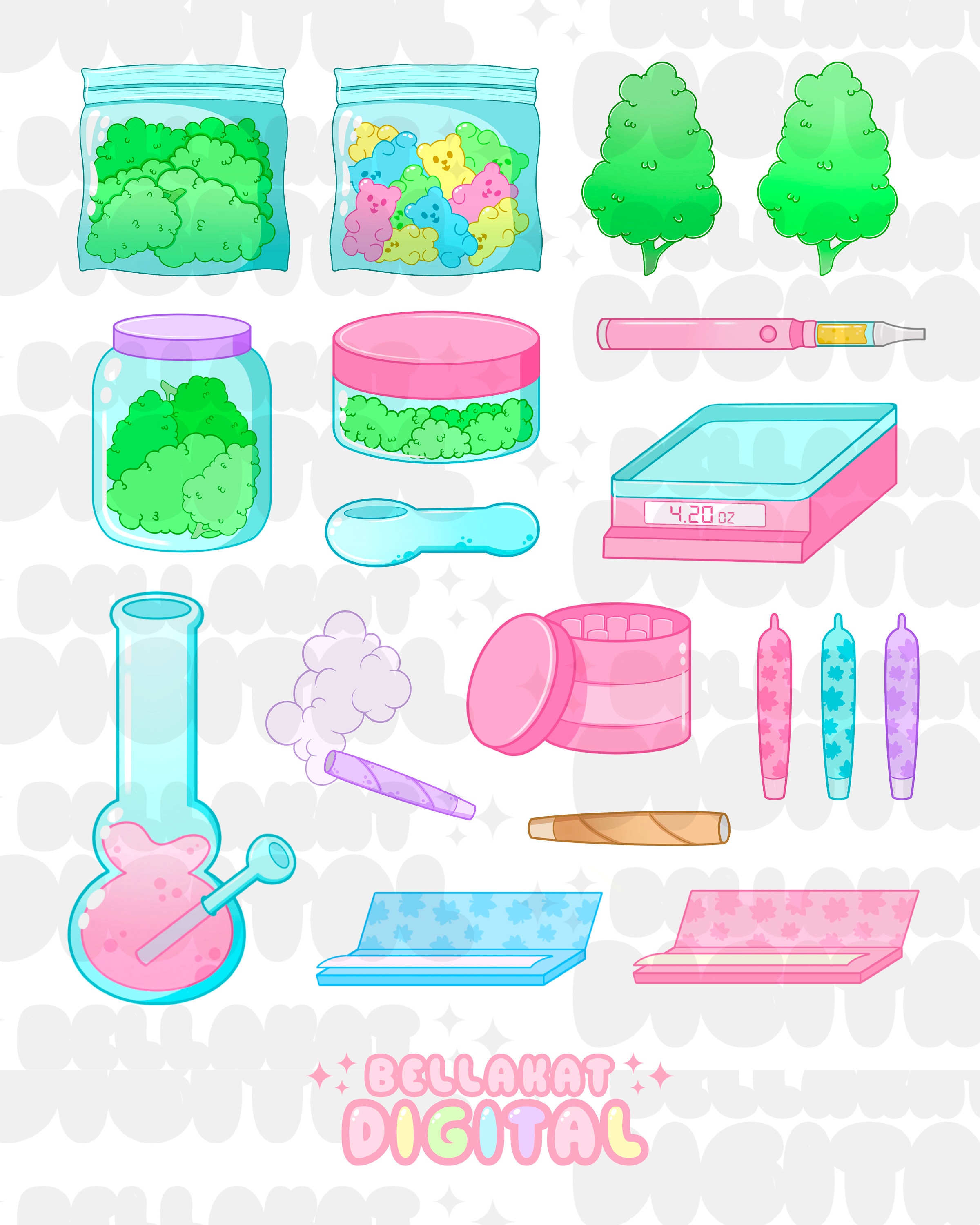 Cute Stoner Girl Clipart - 420 Weed Digital Download - Instant Download ...