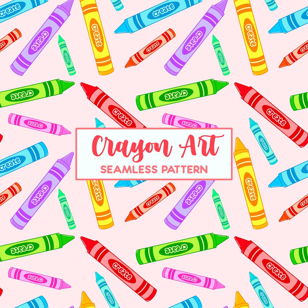 Rainbow Crayon Artist Seamless Pattern - Kawaii Art Teacher Pattern ...
