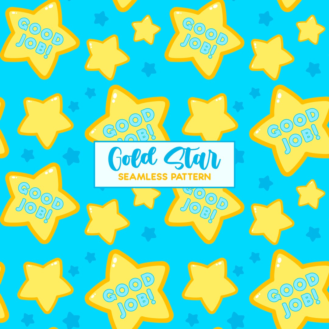 Gold Star Aesthetic Seamless Pattern - Good Job Teacher Stars Instant ...