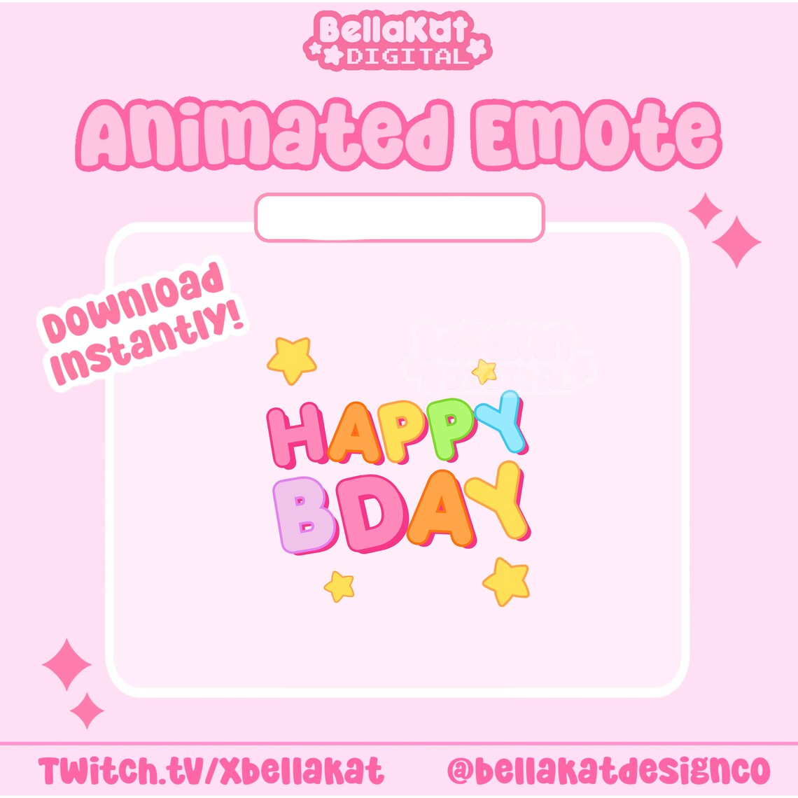 Rainbow Happy Birthday Star Animated Emote - Cute Bday Party Emote ...