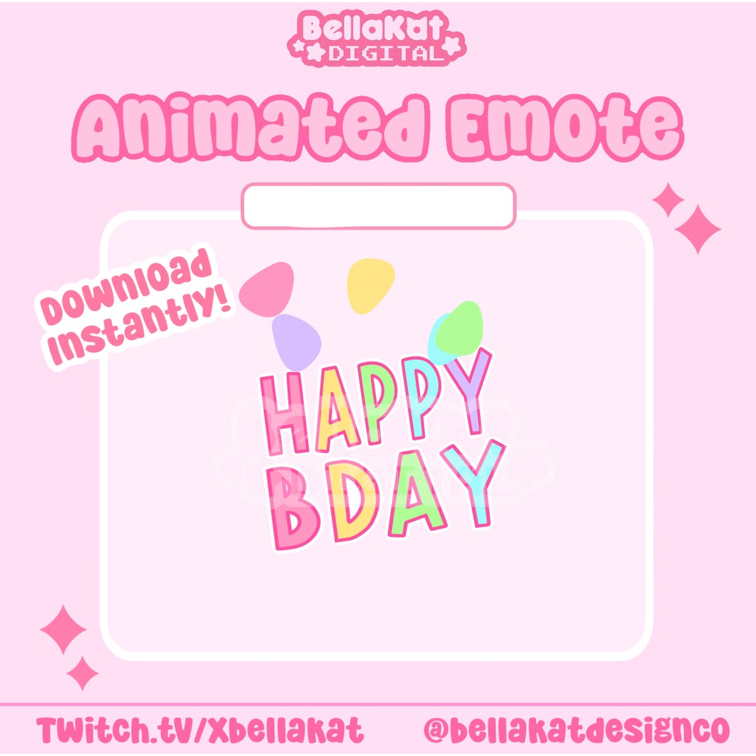 Animated Happy Birthday Rainbow Confetti Emote - Cute Birthday Words ...