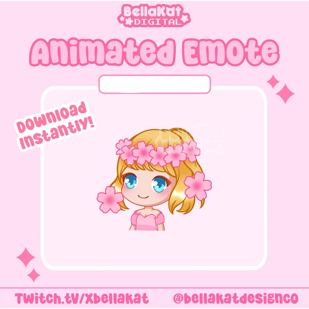 Animated Sakura Blossom Blonde Girl Emote Cute Floral Valentines Day ...