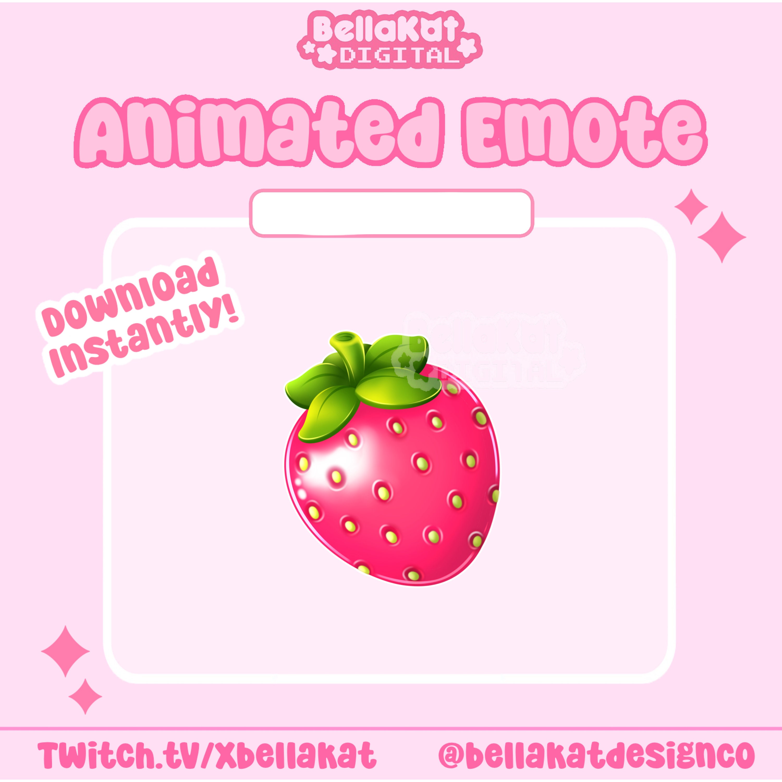 Animated Strawberry Fruit Twitch Emote - Cute Strawberry Single Emote ...