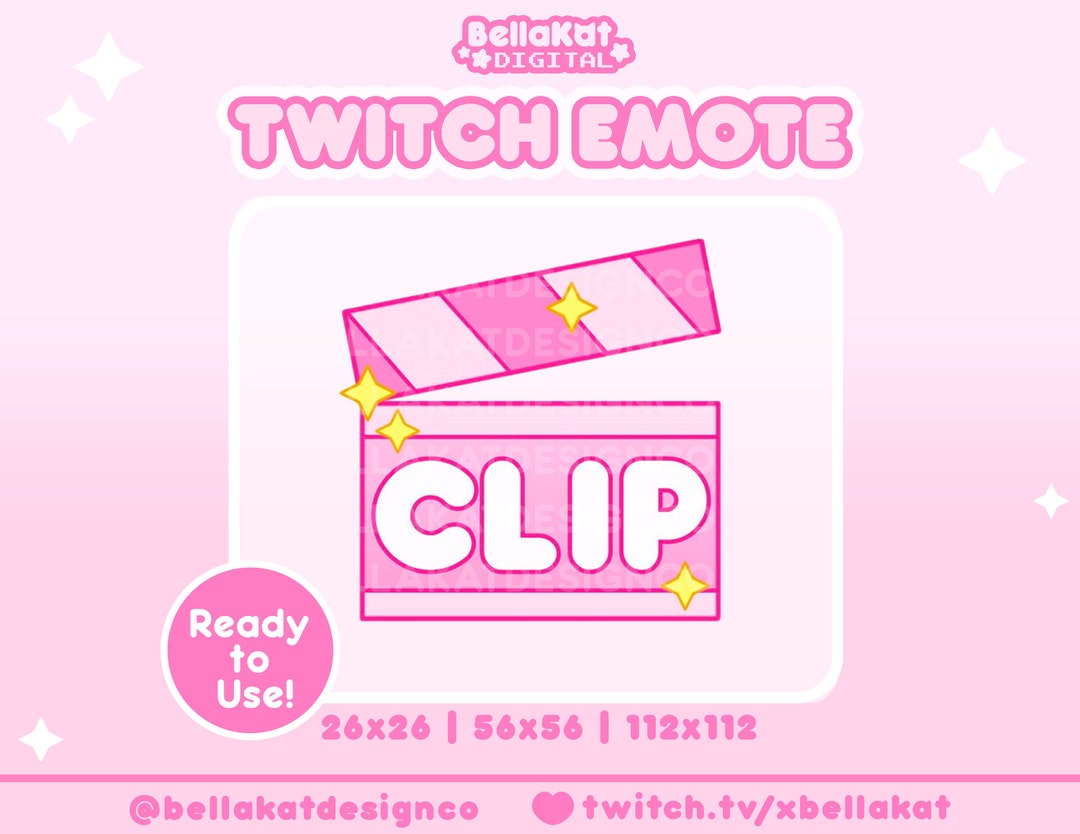 Clip It Pink Twitch Emote | Kawaii Streamer Single Emote Digital ...