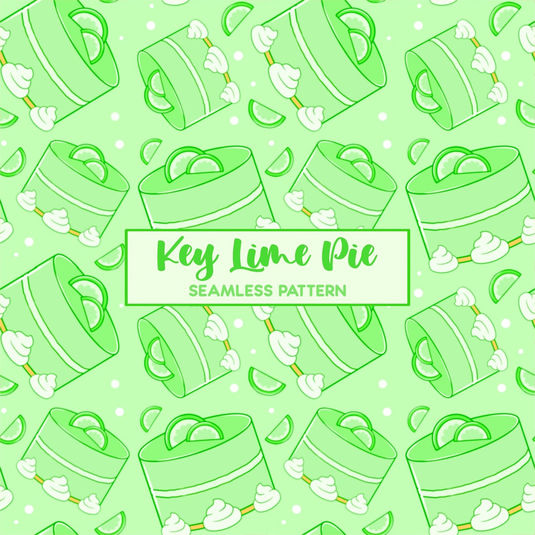 Key Lime Pie Dessert Seamless Pattern - Cute Lime Green Cake Instant ...