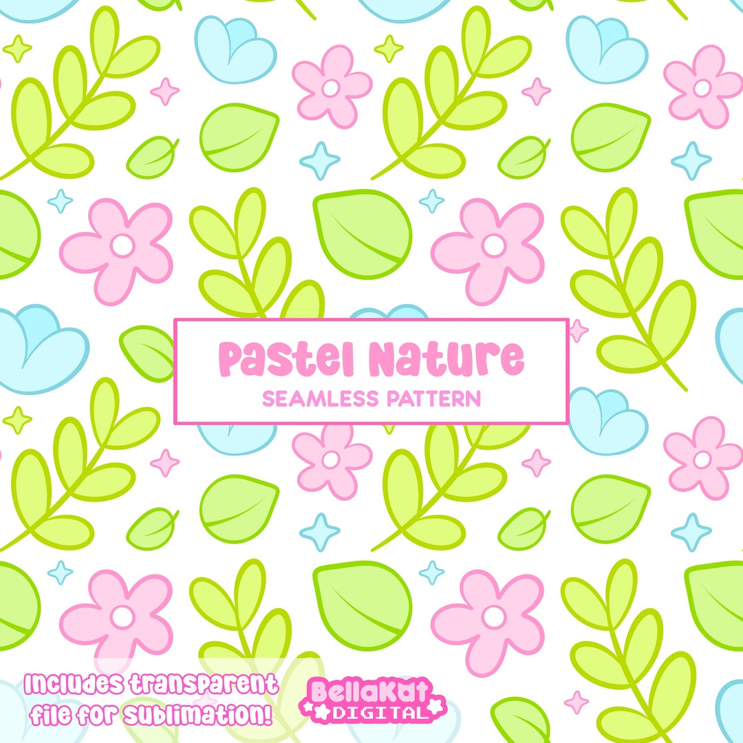 Colorful Nature Aesthetic Seamless Pattern - Cute Digital Paper Instant ...