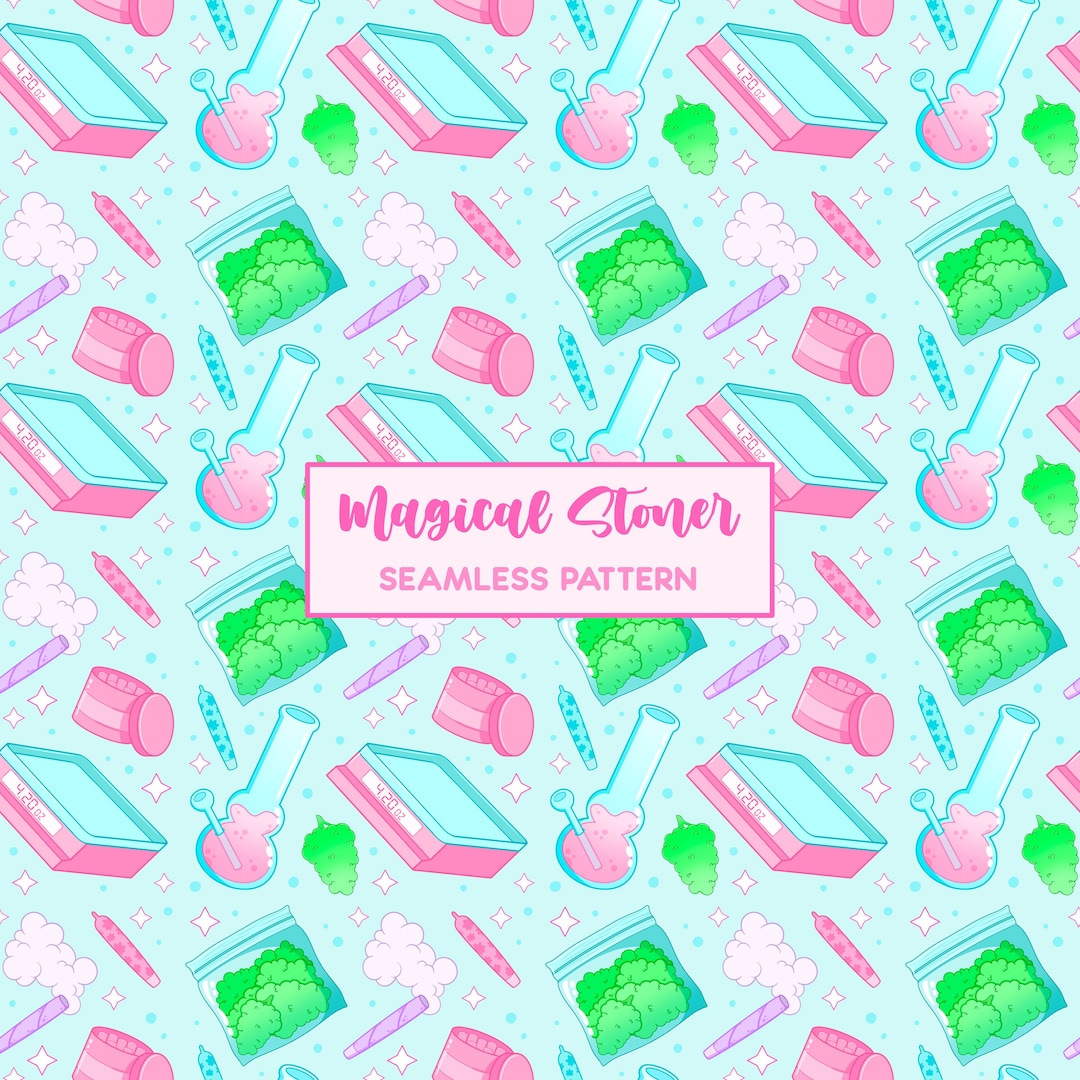 Magical Stoner Aesthetic Pattern - Cute Marijuana Instant Download ...