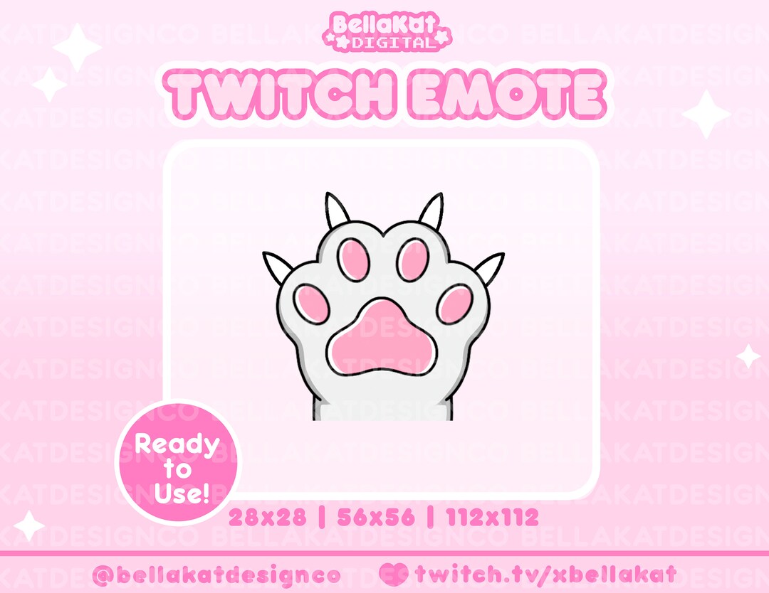 Animated White Kitty Paw Twitch Emote | Cute Streamer Single Emote ...