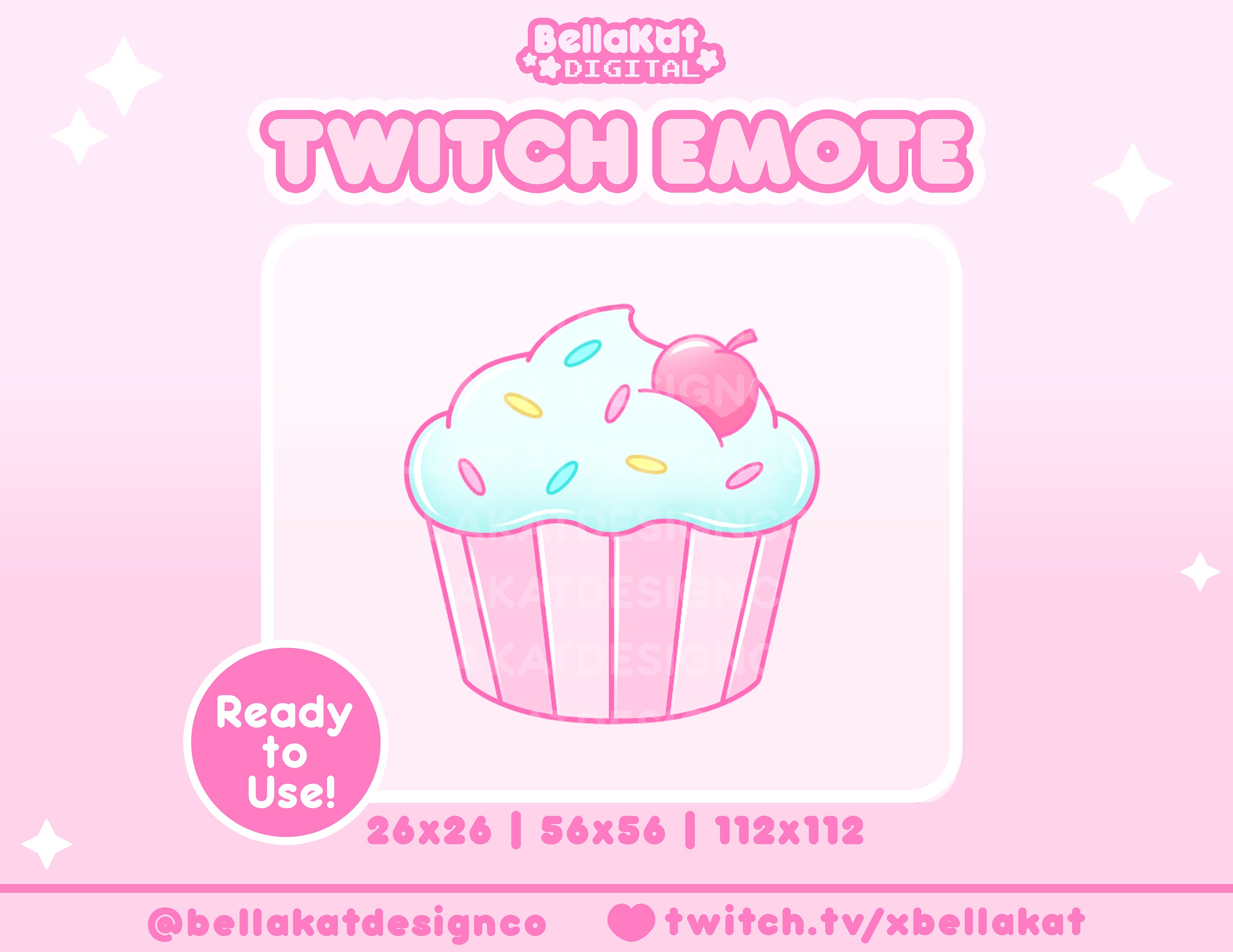 Kawaii Rainbow Birthday Cupcake Twitch Emote | Cute Streamer Single ...