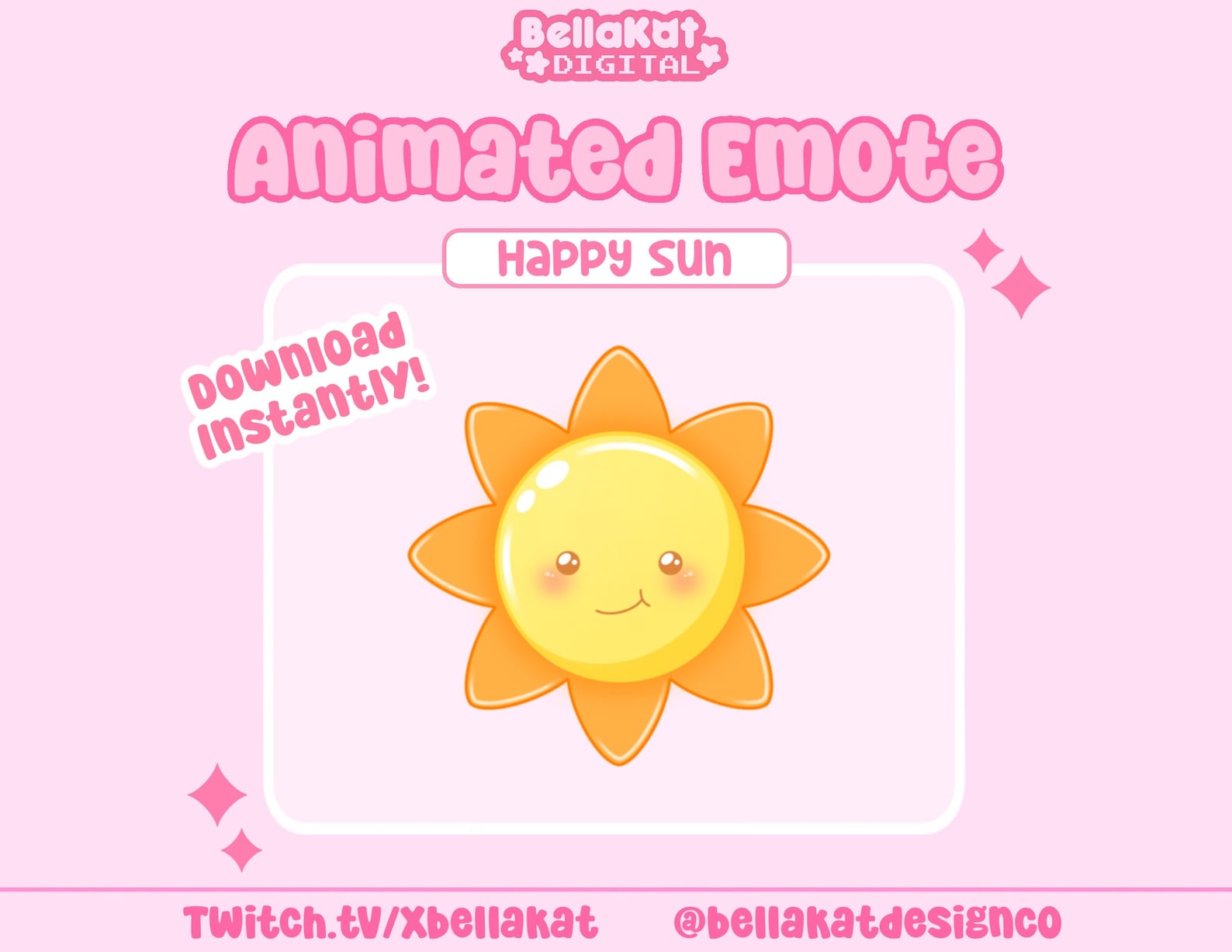 Animated Happy Sun Cute Twitch Emote Kawaii Streamer Single Emote ...