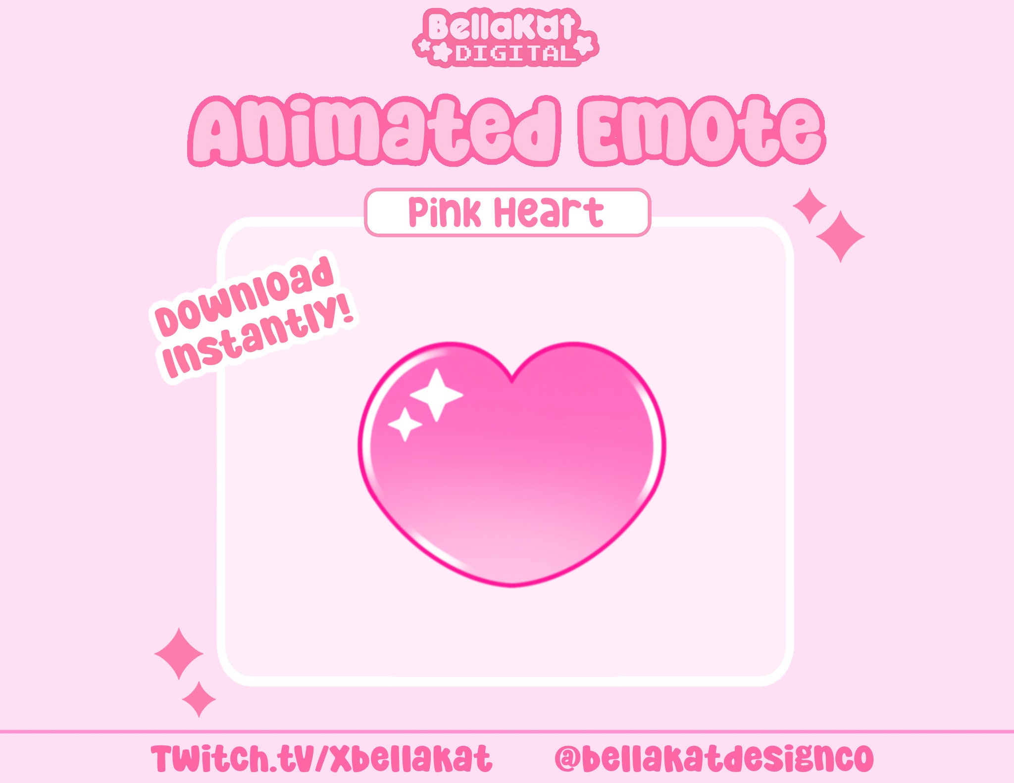 Animated Heart Pink Twitch Emote - Cute Streamer Single Animated Emote ...