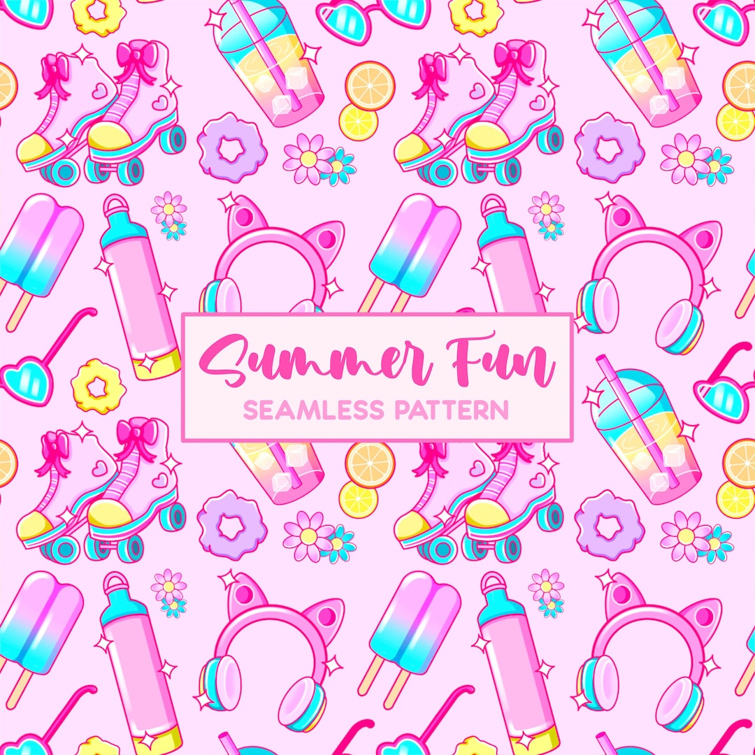 Summer Girl Pink Y2K Digital Pattern Download - Cute Aesthetic Summer ...