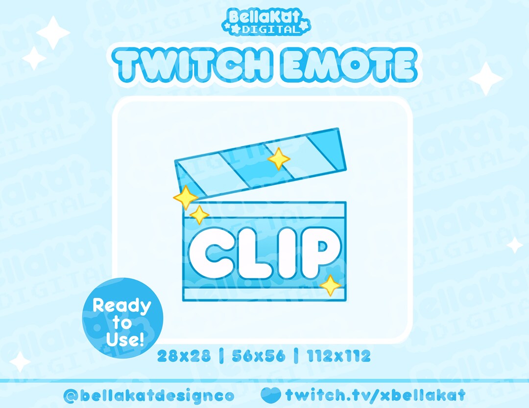 Clip It Blue Twitch Emote Kawaii Streamer Single Emote Digital Download ...