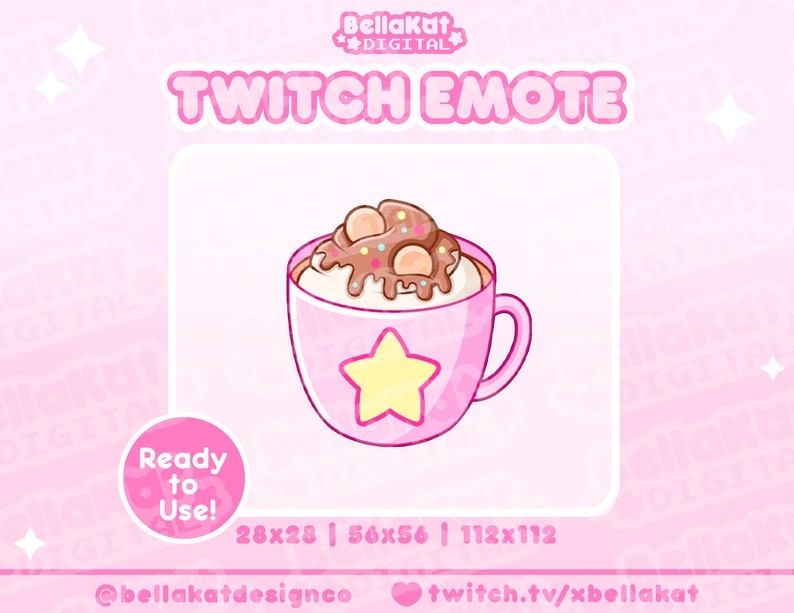 Kawaii Rainbow Coffee Twitch Emote Cute Streamer Single Emote Digital ...