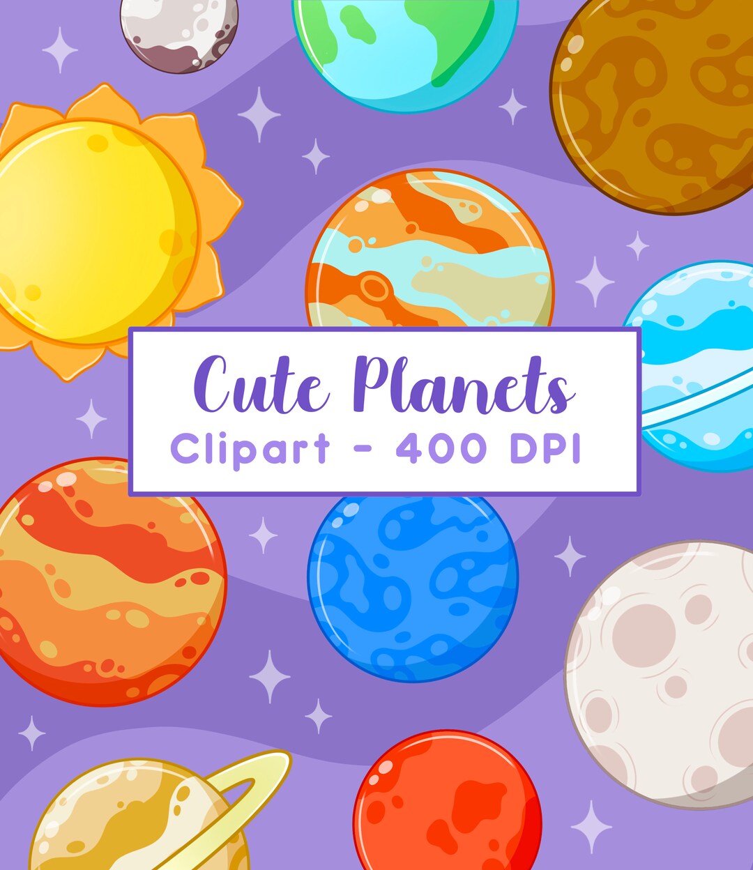 Cute Planet Galaxy Clipart Solar System Instant Digital Download ...