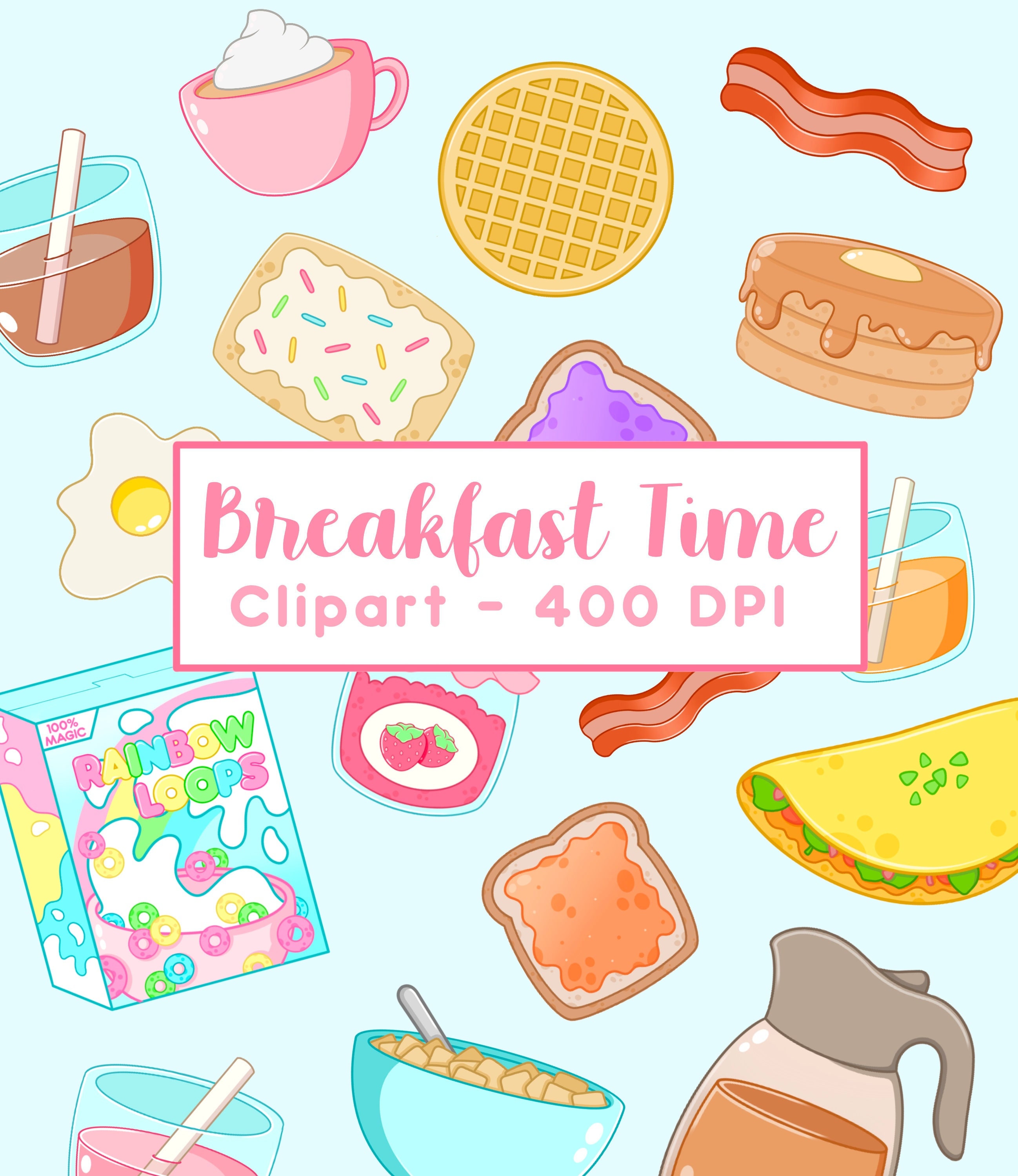 Breakfast Magical Cereal Clipart - Cute Food Instant Download - Kawaii ...