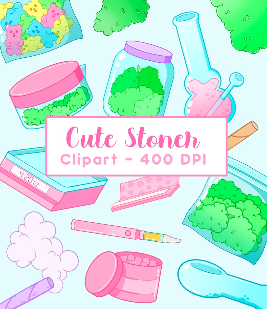 Cute Stoner Girl Clipart - 420 Weed Digital Download - Instant Download ...