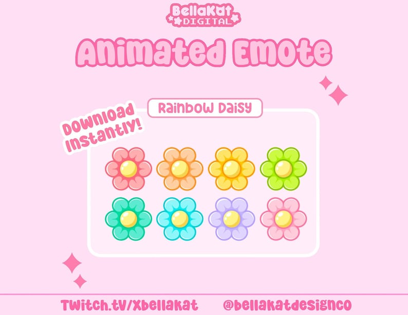 Animated Flower Twitch Emotes 8 Pack - Cute Rainbow Flower Emotes ...