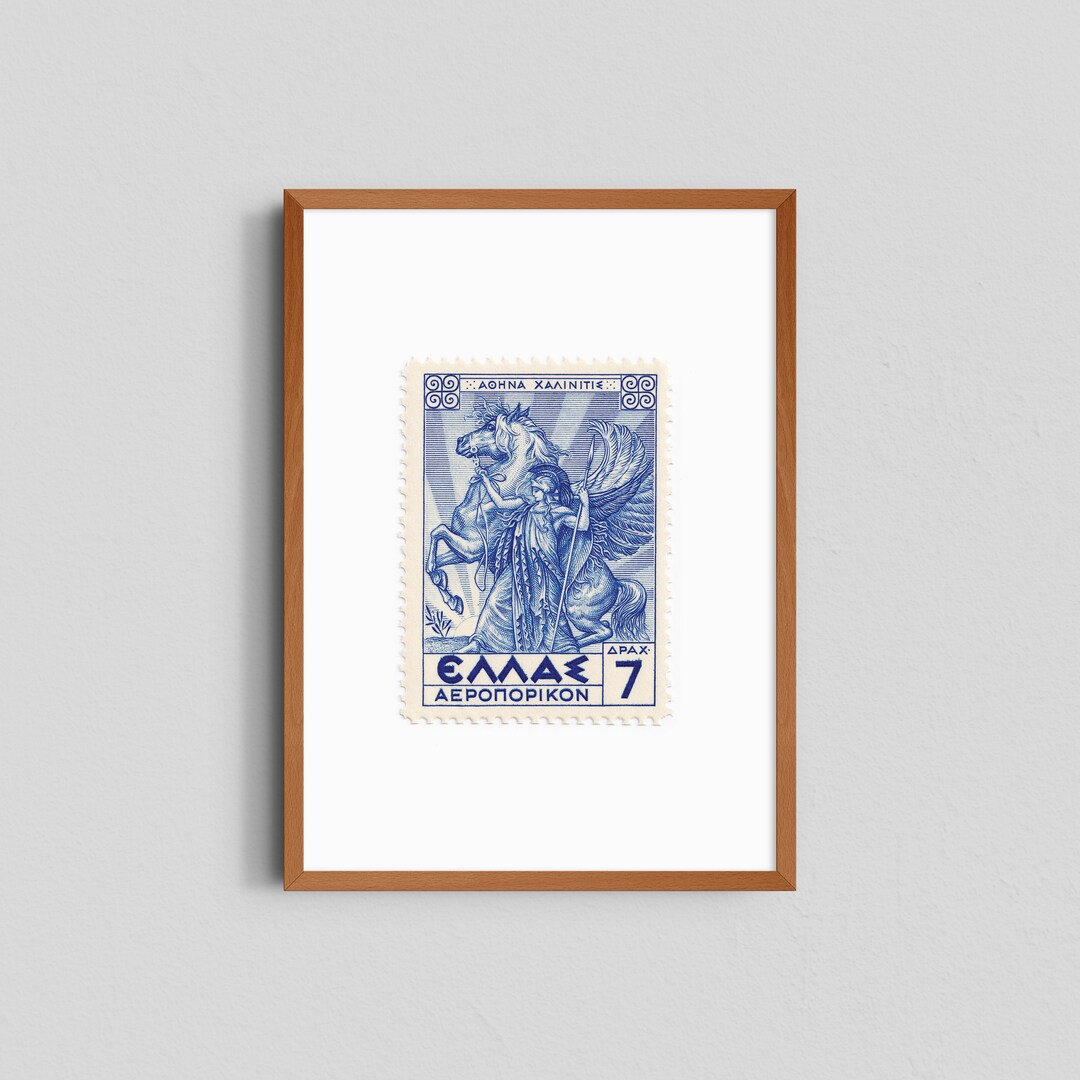 Athena & Pegasus 1935 Greek Mythology Stamp Art Print - Etsy