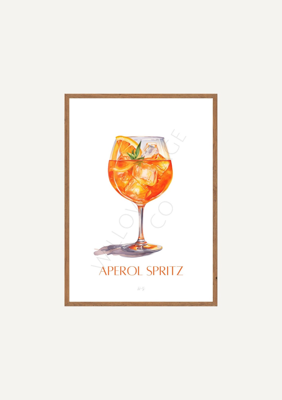 Aperol Spritz Print | Cocktail | Bar Alcohol Bar Cart Happy Hour Drinks ...