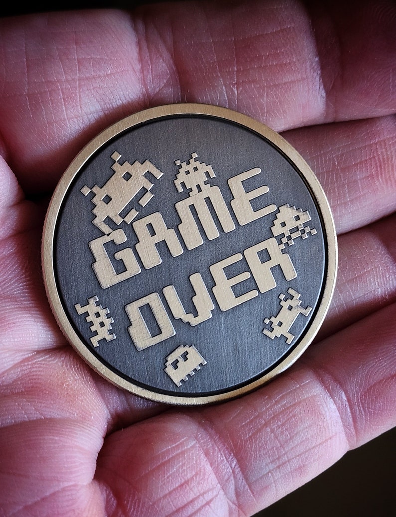 Solid Brass Arcade Game Over Coin EDC Coin Challenge Coin - Etsy