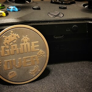 Solid Brass Arcade Game Over Coin, EDC Coin, Challenge Coin, 40mm Coin ...