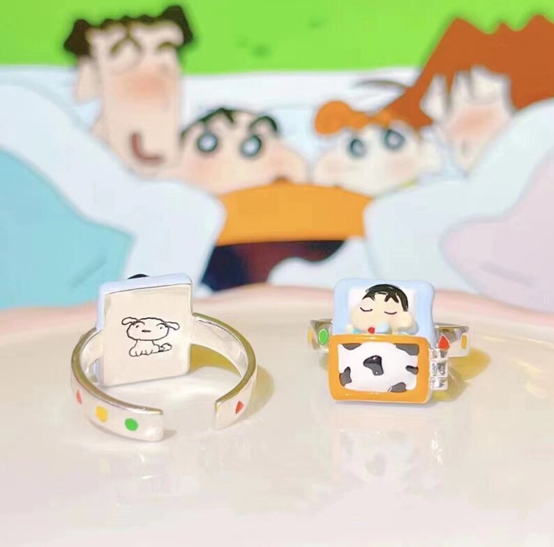 Cute Cartoon Ring,y2k Hip-hop,cute Punk Ring, Crayon Shin-chan Kawaii ...