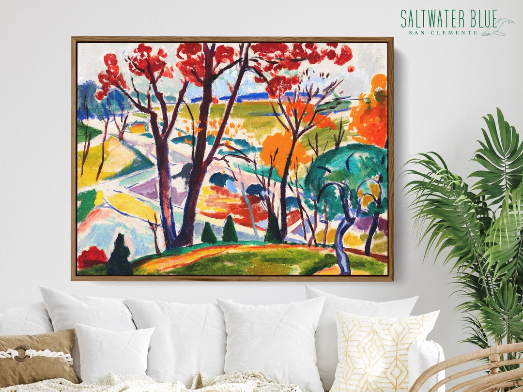 Framed Mid Century Modern Canvas Wall Art • Vintage Oil Painting ...