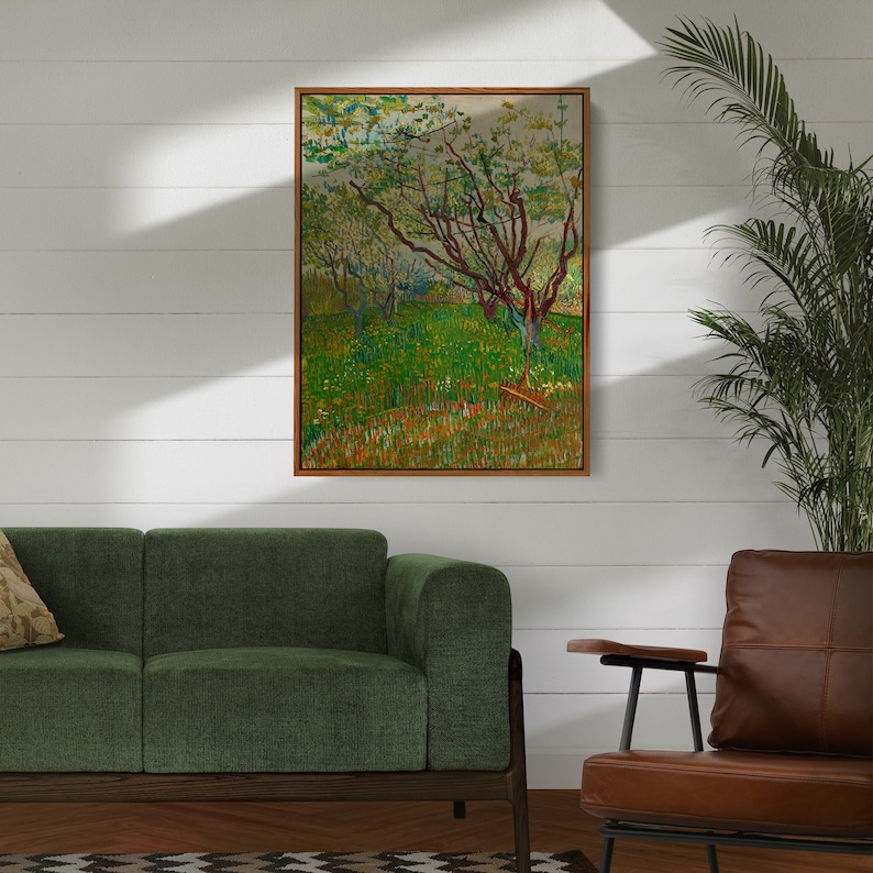 Framed Canvas Van Gogh Tree Wall Art Vintage Oil Painting - Etsy