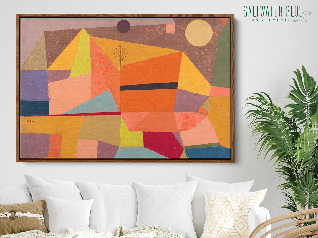 Mid Century Modern Wall Art Extra Large Framed Canvas Midcentury Modern Painting Vintage Klee ...
