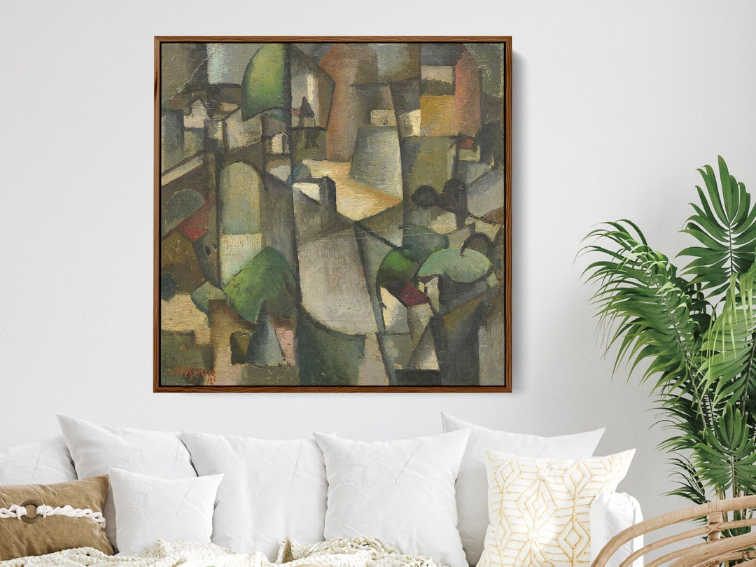 Framed Mid Century Modern Canvas Wall Art • Vintage Oil Painting ...