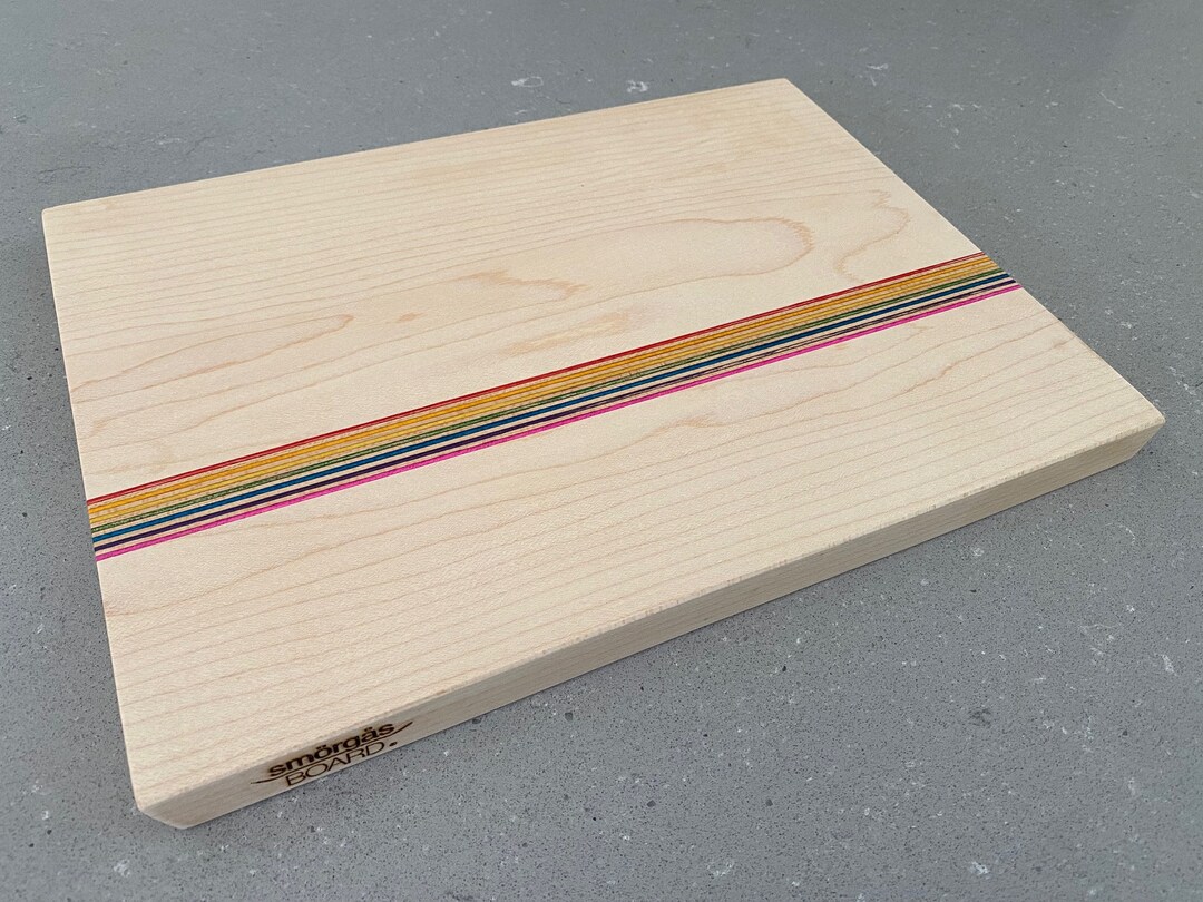 Skateboard Rainbow Veneer & Hard Maple Serving Board | Cutting Board - Etsy