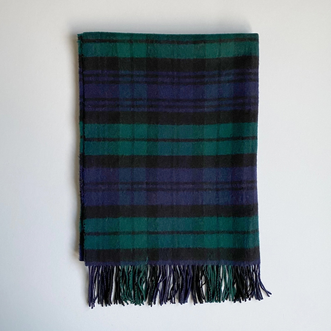 Navy Green Check Wool Blanket | Luxury Wool Blanket | Soft Blanket ...