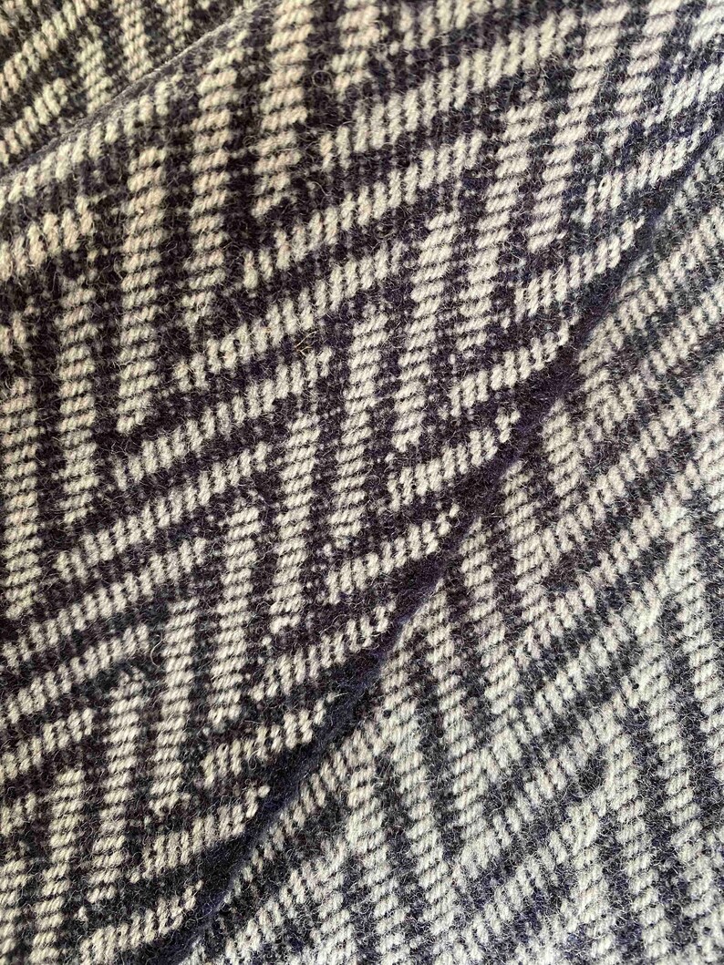 Navy & Natural Herringbone Wool Blanket | Luxury Wool Blanket ...